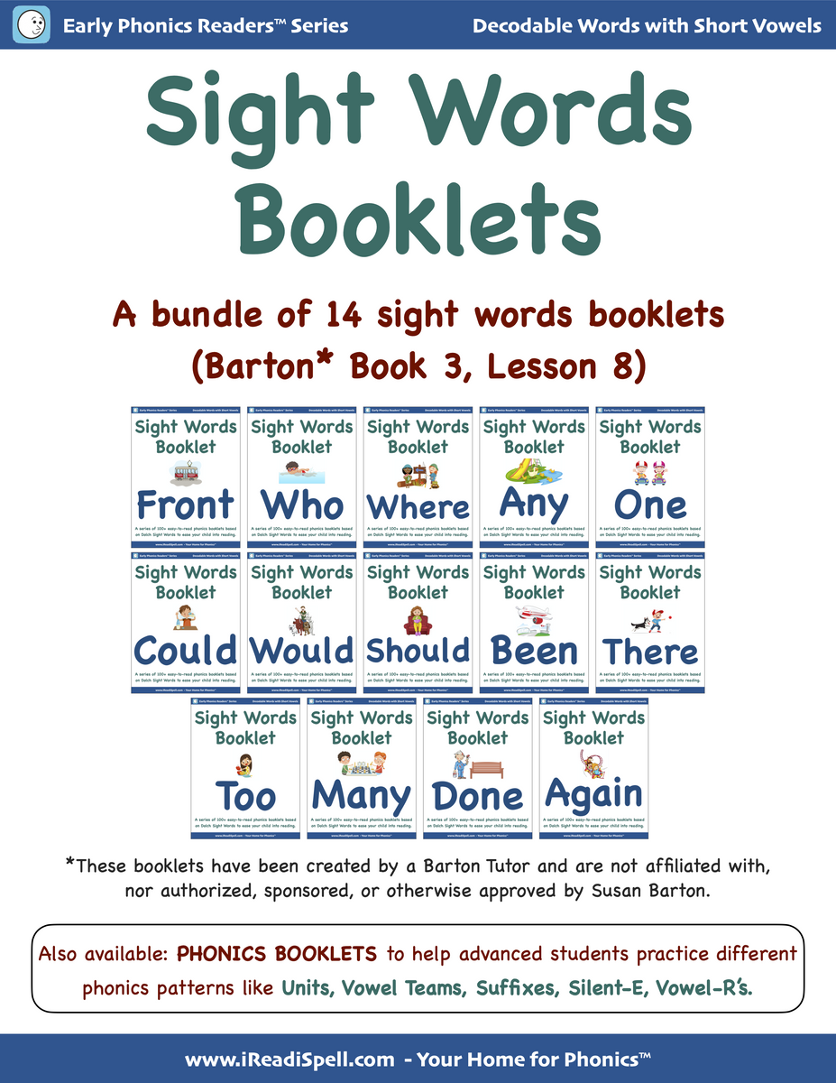 Complete Bundle of Sight Words Booklets for Barton* Students - Books 3 ...
